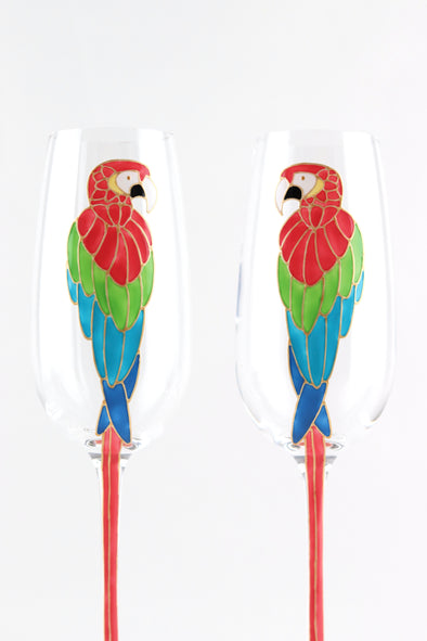 Parrot Champagne Flutes – Toasted Glass
